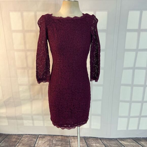 Adrianna Papell | Dresses | Adriannapapell Burgundy Wine Purple Lace ...